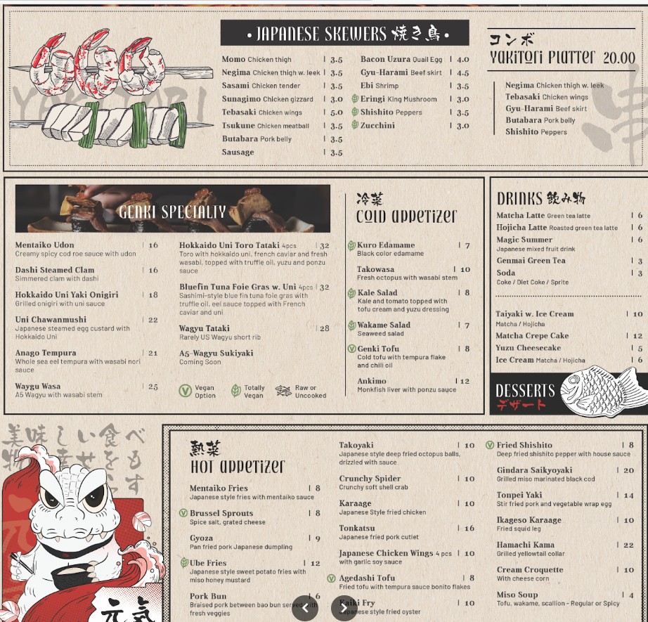 Genki Izakaya Restaurant Menu | Authentic Japanese Dining in Fairfax, VA